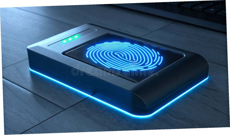 Modern Fingerprint Scanner with Blue Light Effect for Security Stock ...