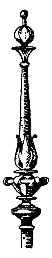 Modern Finial, Corner of a Building or Structure, Vintage Engraving ...