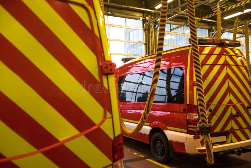 Modern Fire Department Fire Engines Stock Image - Image of tire, yellow ...