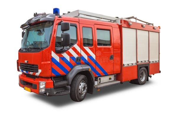 Modern Fire Engine Isolated on White Background Stock Photo - Image of ...