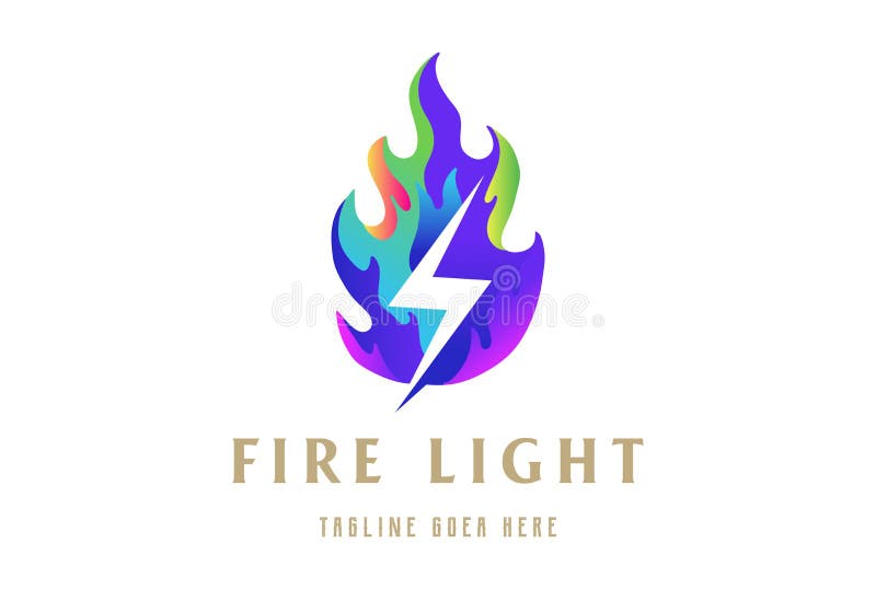 Modern Fire Flame Inferno with Electric Light Logo Design Vector Stock ...