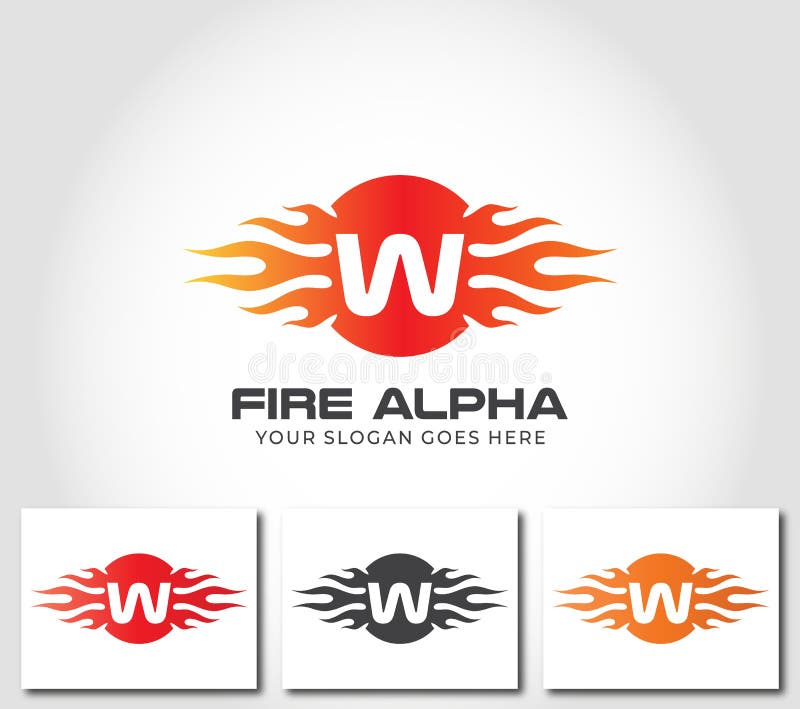 W Alphabet Fire Logo Design Concept Stock Vector - Illustration of ...