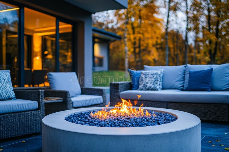 A Modern Fire Pit in the Backyard Garden Sets the Scene for a Warm ...