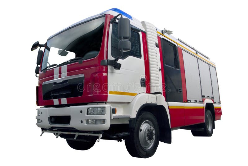 Modern Fire Engine Isolated on White Background Stock Image - Image of ...