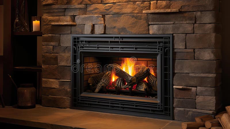 Modern fireplace insert stock illustration. Illustration of cozy ...