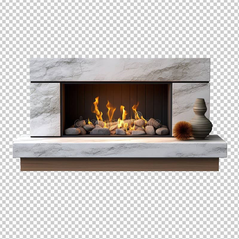 Modern Fireplace Isolated on Transparent Background Stock Image ...
