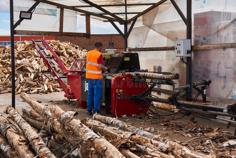 Modern Firewood Processor in Operation Editorial Image - Image of ...