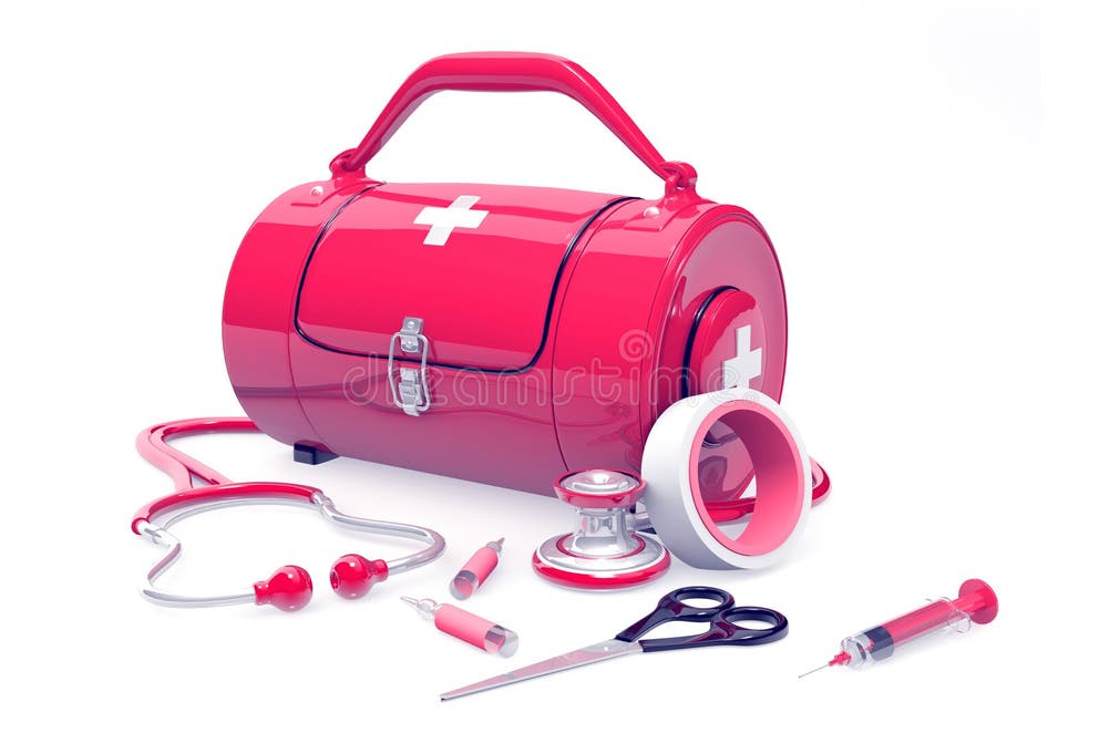 Modern First aid kit stock illustration. Illustration of lock - 187360389