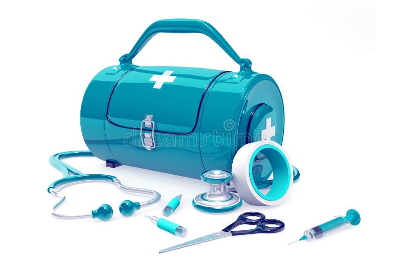 Modern First aid kit stock illustration. Illustration of preparation ...