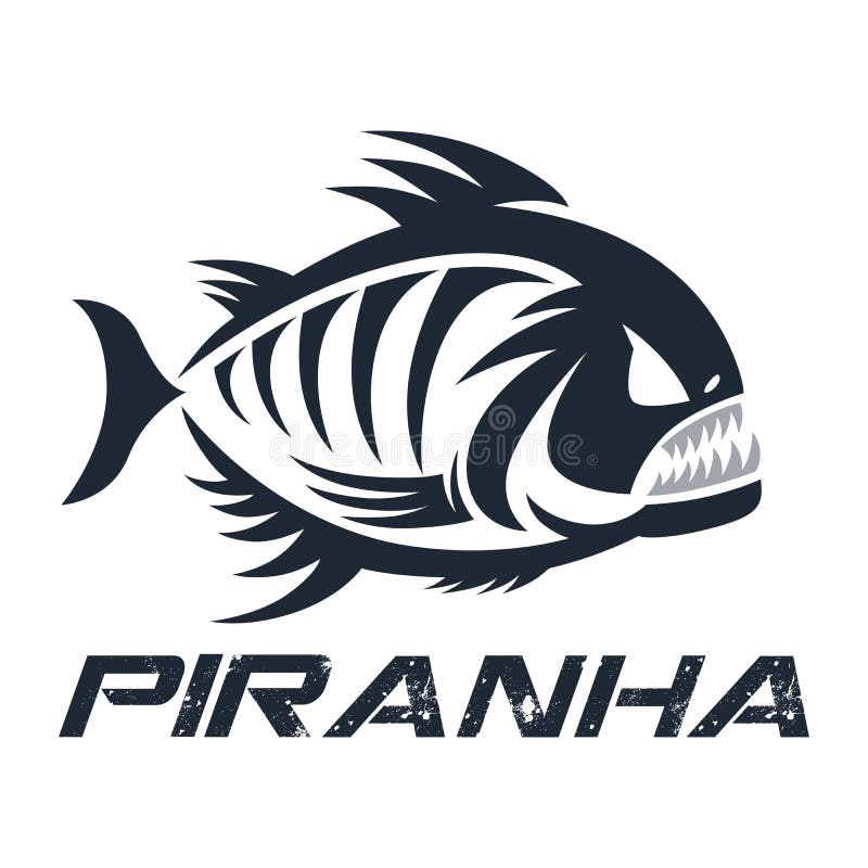 Modern Fish Predator Piranha Logo. Stock Vector - Illustration of black ...