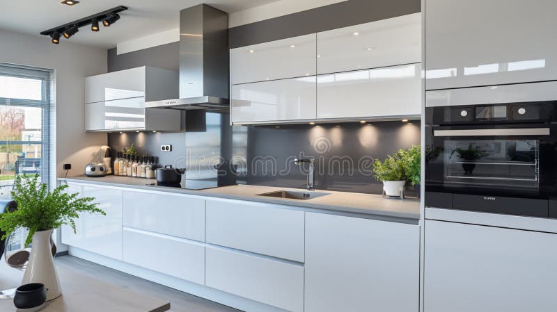 Modern Fitted Kitchen Units within a New Home, AI Generative Stock ...