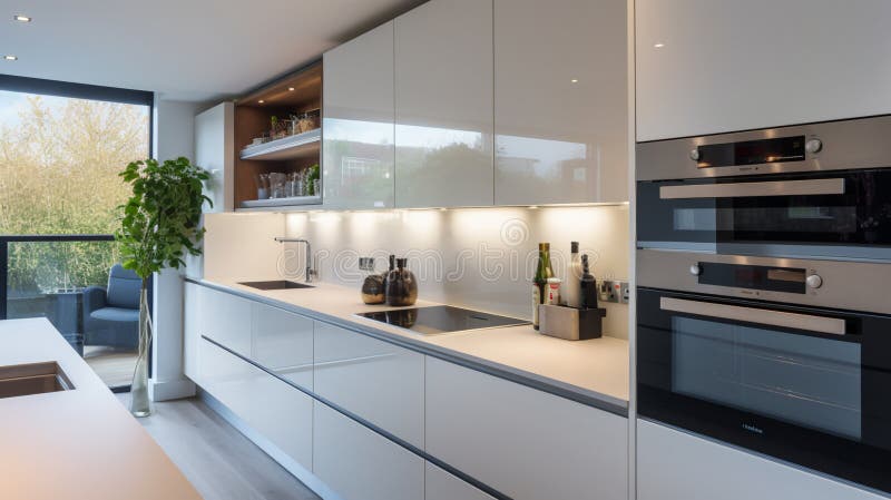 Modern Fitted Kitchen Units within a New Home, AI Generative Stock ...