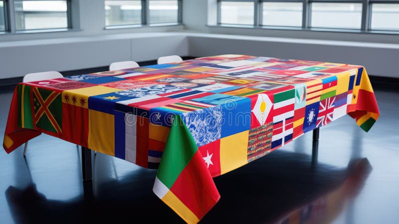 Modern flag table stock illustration. Illustration of table - 360867397