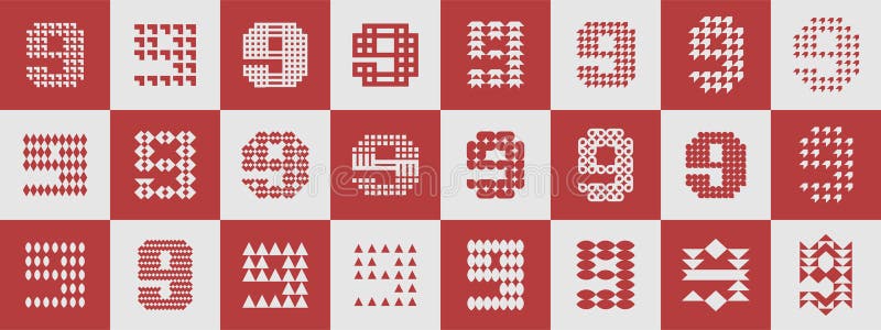 Modern Flat Abstract Number 9 Logo Graphic Set Stock Vector ...