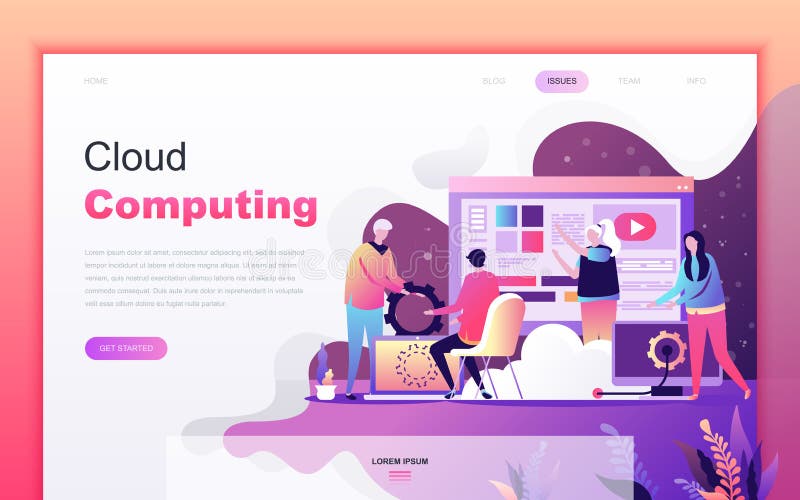 Modern Flat Cartoon Design Concept of Cloud Computing for Website and Mobile App Development ...