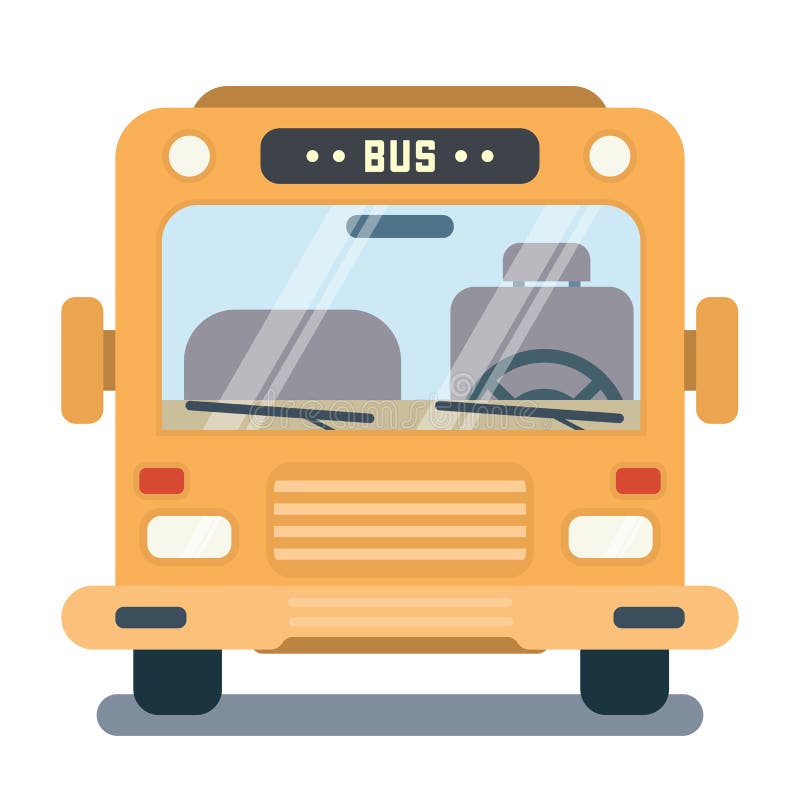 Modern Flat Cartoon Illustration of Front Side of Stylized Bus. Stock ...