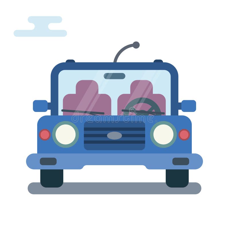 Modern Flat Cartoon Illustration of Front Side of Stylized Car. Stock ...