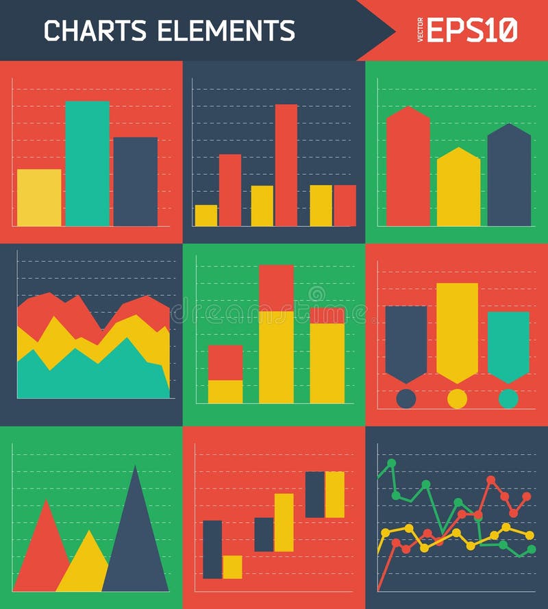 Modern Flat Charts Elements Background. Stock Vector - Illustration of ...