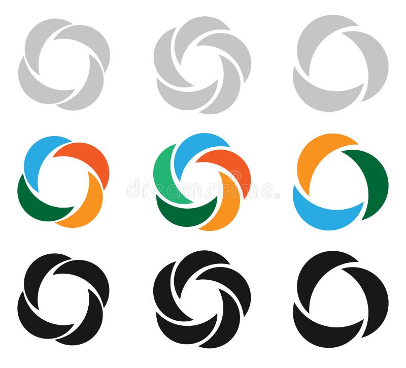 Modern Flat Circular Icons in 3 Version - Segmented Circle Icons Stock ...