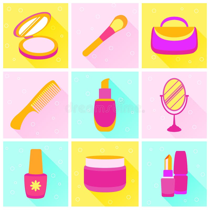 Modern Flat Color Icons Vector Set With Long Shadow Effect Stock Vector Illustration Of