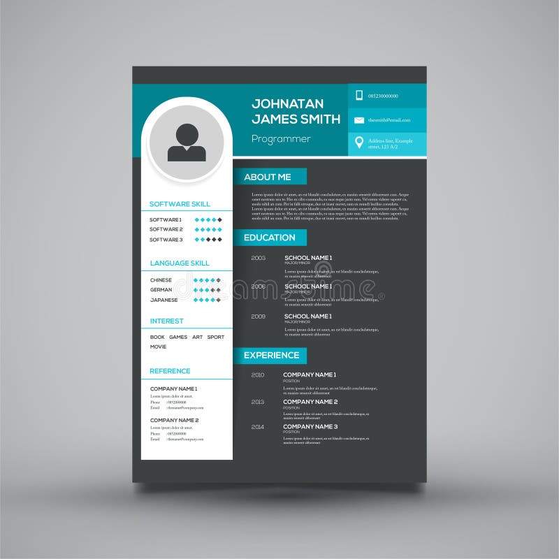 Modern Flat Curriculum Vitae Template Design Stock Vector ...