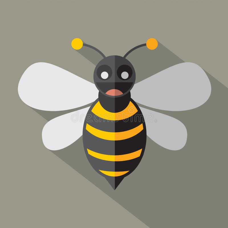 Modern Flat Design Bee Icon. Stock Vector - Illustration of design ...