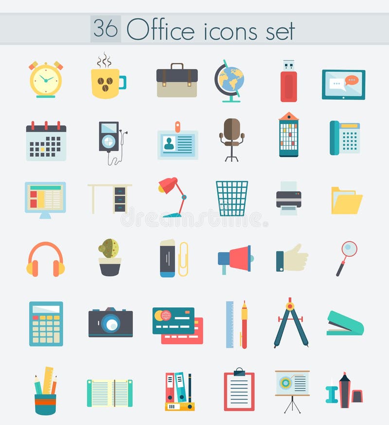 Modern Flat Design Color Office Icons. Web Element Stock Vector ...