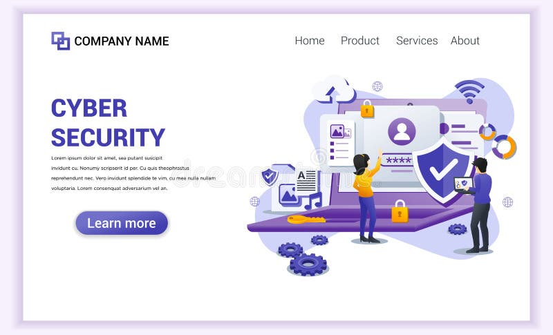 Modern Flat Design Concept of Cyber Security with Characters Check ...