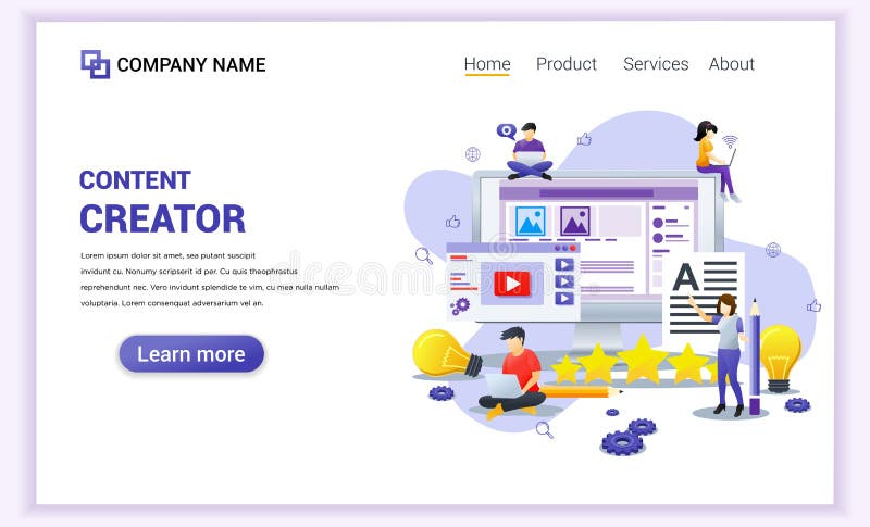 Modern Flat Design Concept of Freelancer, Blogger, Content Creator ...