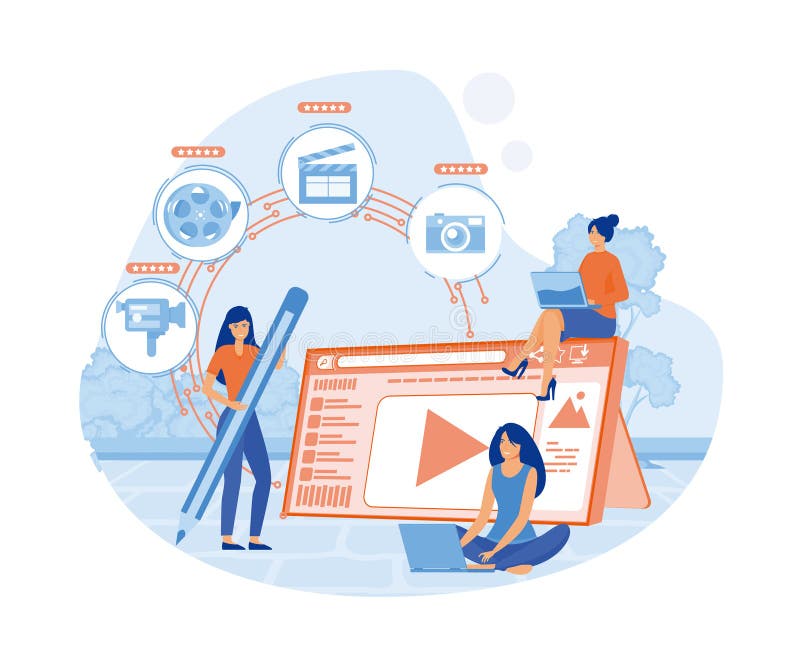 Modern Flat Design Concept of Freelancer, Blogger, Content Creator ...