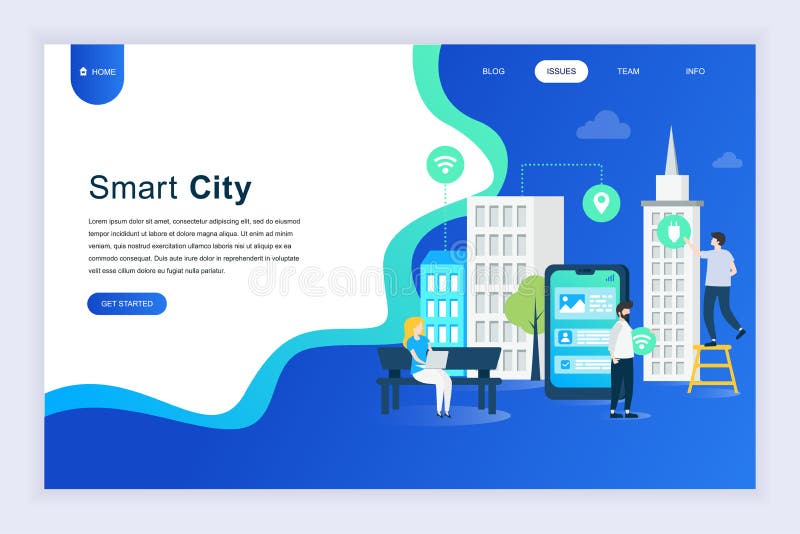 Modern Flat Design Concept Of Smart City For Website And Mobile Website ...