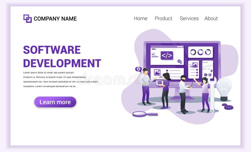 Modern Flat Design Concept of Software Development with Characters on ...