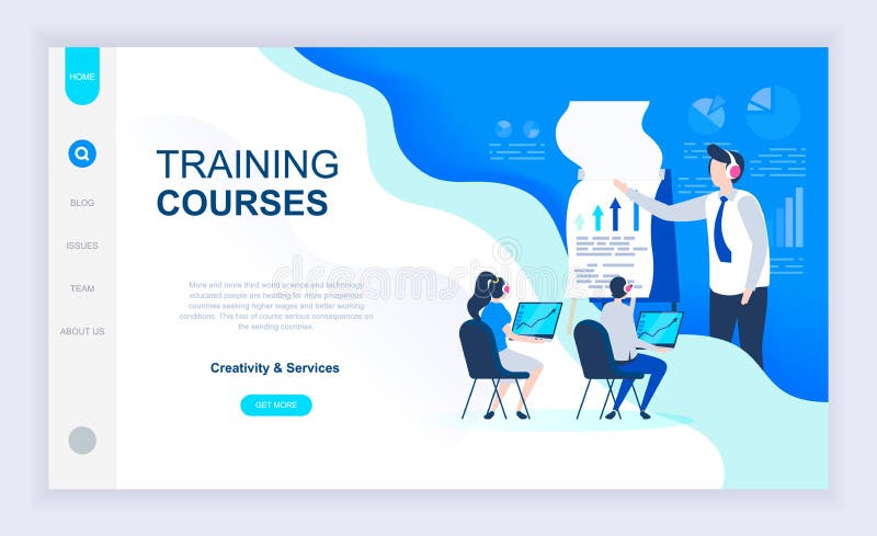 Modern Flat Design Concept of Training Courses with Decorated Small ...