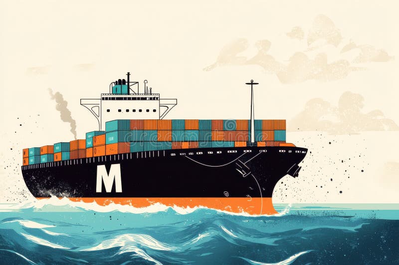 Modern Flat Design Illustration Container Ship Sea Stock Photos - Free ...