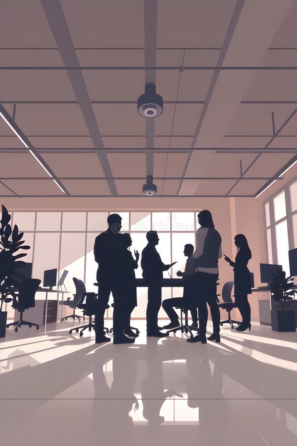 A Modern, Flat-design Illustration of a Dynamic Open-plan Office from a ...