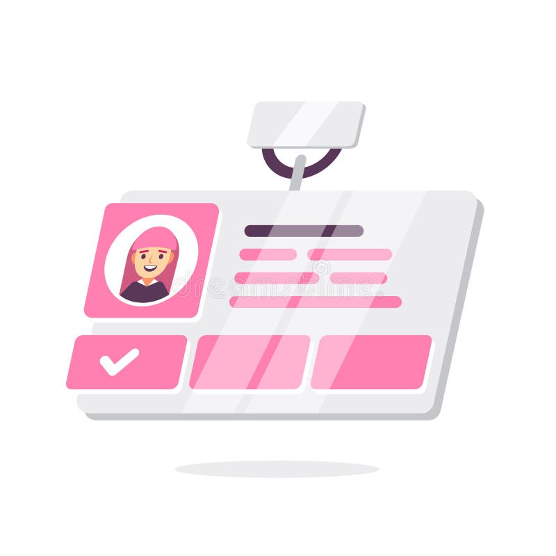 Modern Flat Design Illustration of a Personal ID Card with a Photo and ...