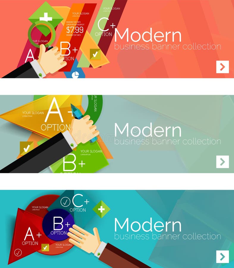Modern Flat Design Infographic Banners Stock Vector - Illustration of ...