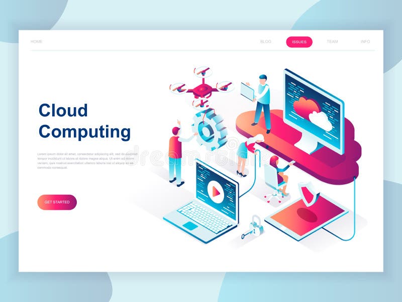 Modern Flat Design Isometric Concept of Cloud Technology for Banner and Website. Isometric ...