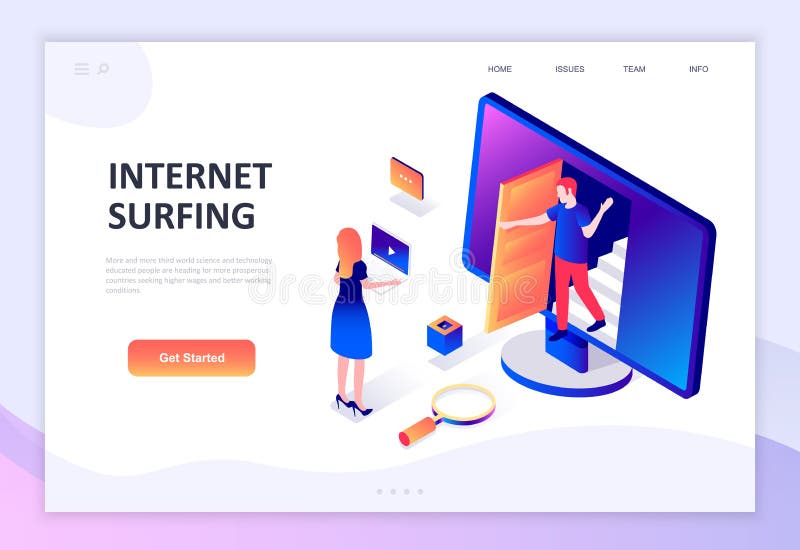 Modern Flat Design Isometric Concept of Internet Surfing Decorated ...