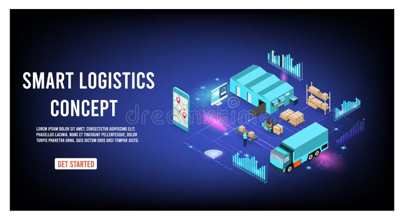 Modern Flat Design Isometric Concept of Smart Logistics with Global ...