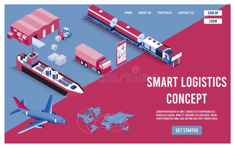 Modern Flat Design Isometric Concept of Smart Logistics with Global ...
