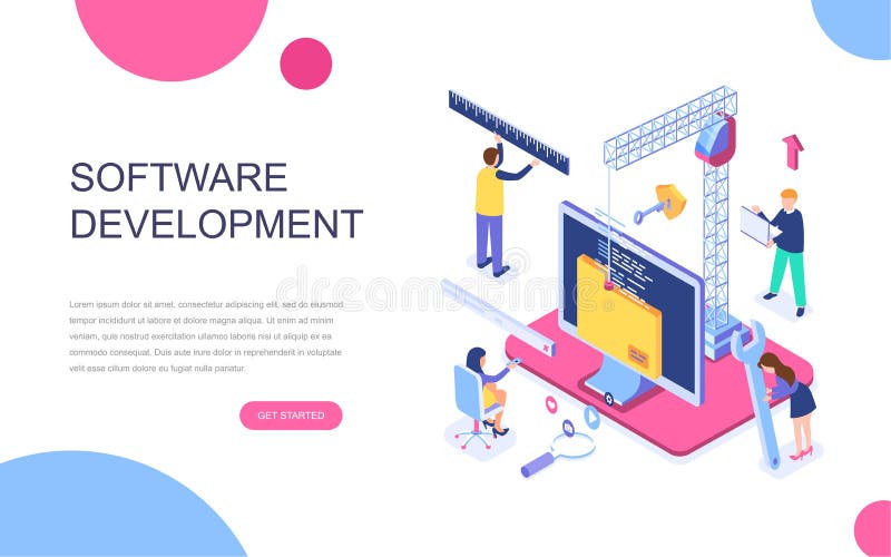 Modern Flat Design Isometric Concept of Software Development for Banner and Website. Stock ...
