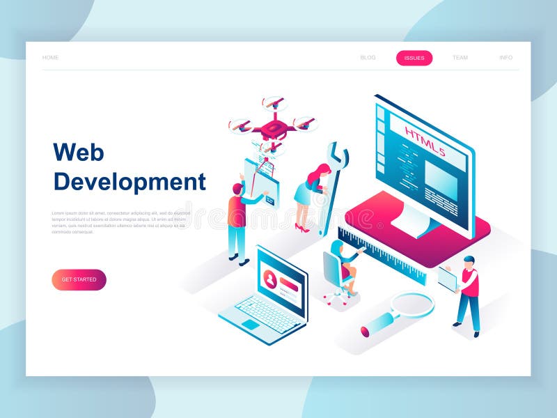 Modern Flat Design Isometric Concept of Web Development for Banner and ...