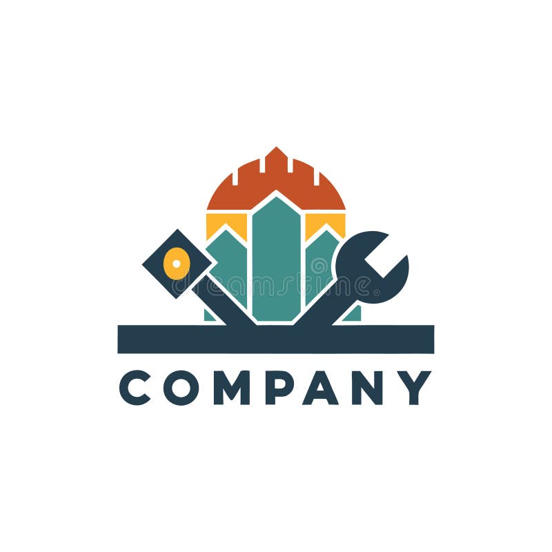 Creative Construction Company Logo with Building and Tools Graphic ...