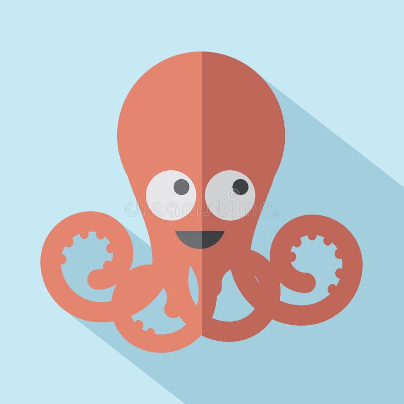 Modern Flat Design Octopus Icon Stock Vector - Illustration of long ...