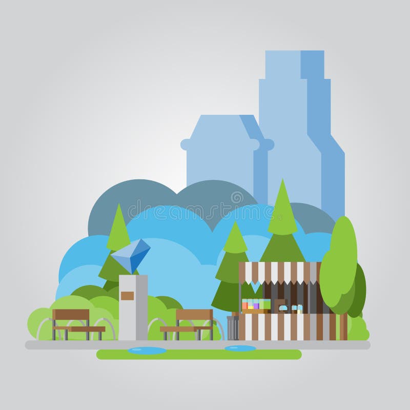 Modern Flat Design Park Illustration Stock Vector - Illustration of ...