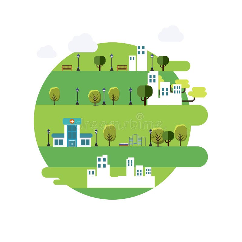 Modern Flat Design Park Illustration Editorial Photography ...