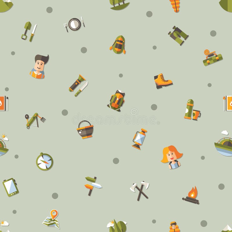 Hiking Composition in Isometric Elements Stock Vector - Illustration of ...