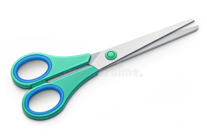 Open Scissor with Blue and Green Handles Flat Design Illustration Stock ...