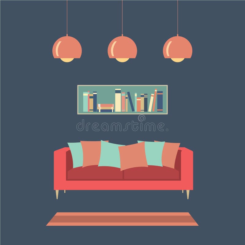 Modern Flat Design Sofa Interior Vector Illustration Stock Vector ...